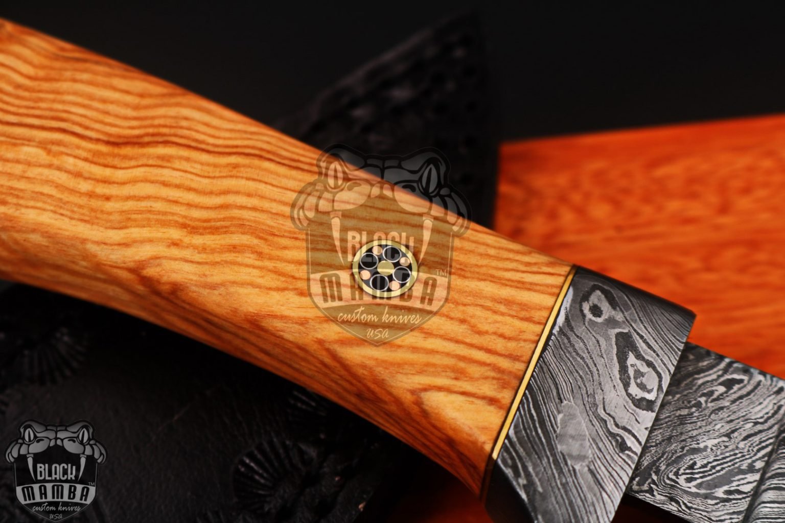 Black Mamba Knives Bmk-171 Burmese pythons Damascus Hunting Knife