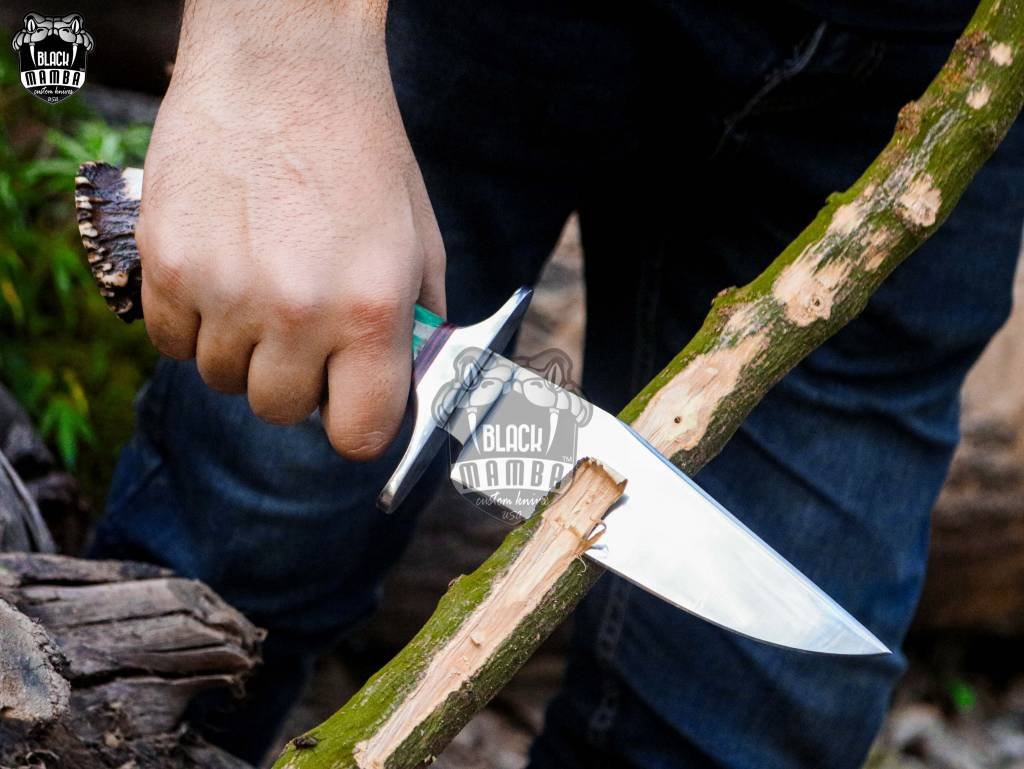 Bmk-UL-14 Green Lizard Handmade Forged Steel Knife Hunting Knife