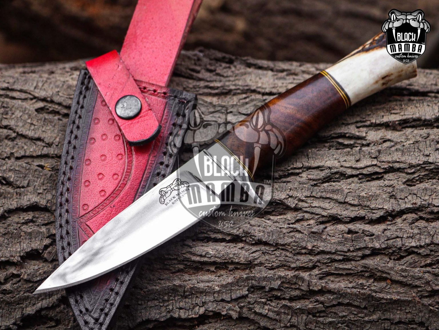 Bmk-UL-32 Black Bird Handmade Stag handle Hunting Knife USA