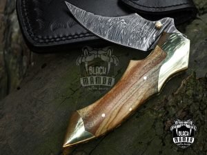 BMK-150 Yakushima Knife 12″ LONG 7″BLADE” Damascus Bowie