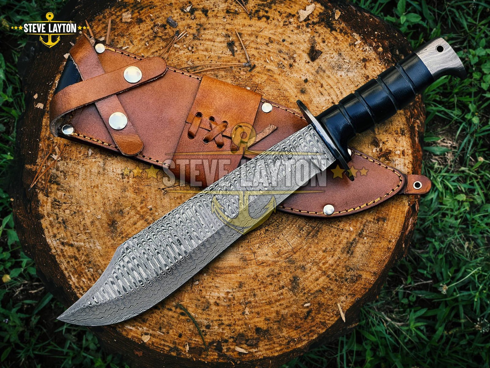 Ranger Custom Made Damascus Military Bowie Knife G10 Handle