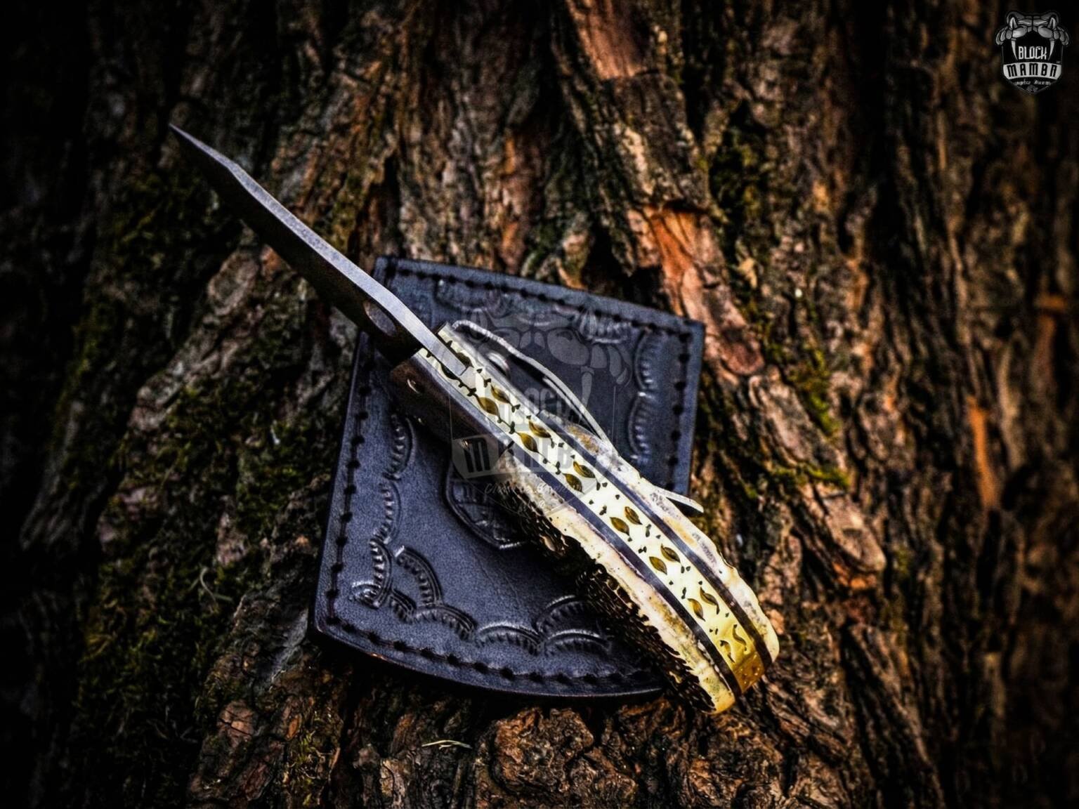 Custom Handmade Damascus tortoise shell Handle folding Knife