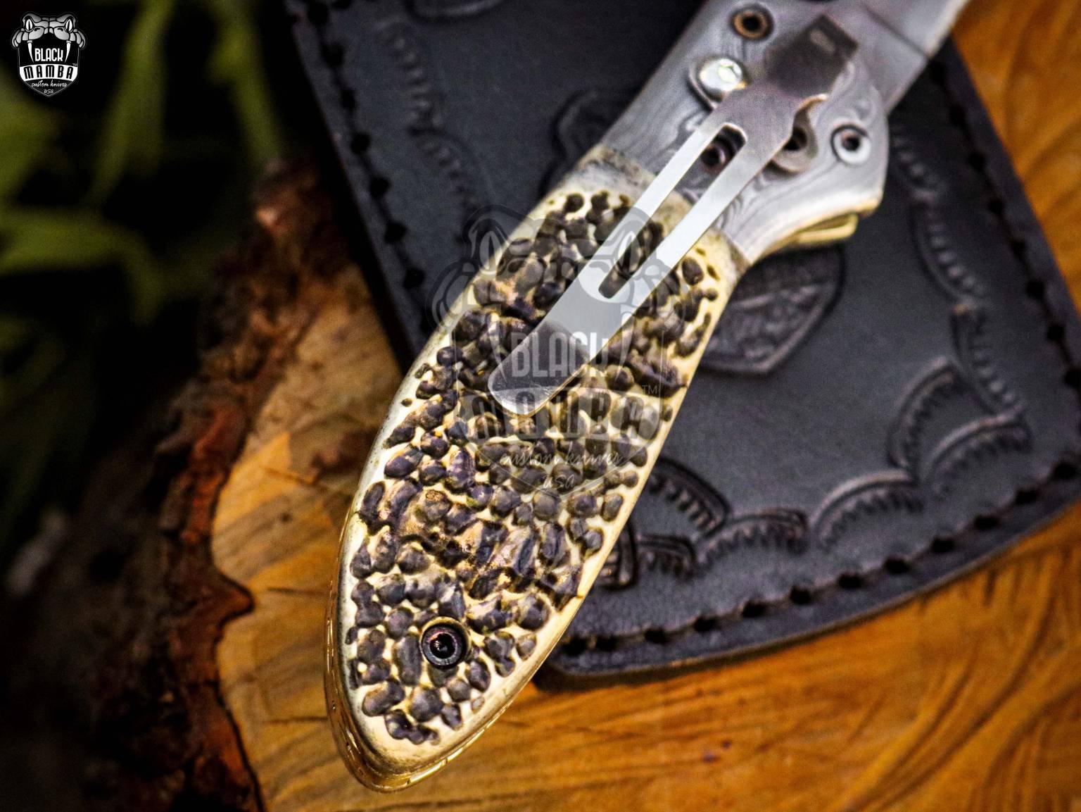 Custom Handmade Damascus tortoise shell Handle folding Knife
